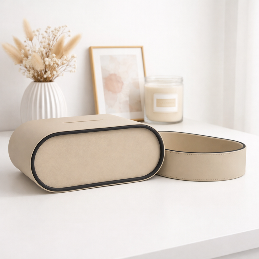 Ellipse Leather Tissue Box – Bellvoire